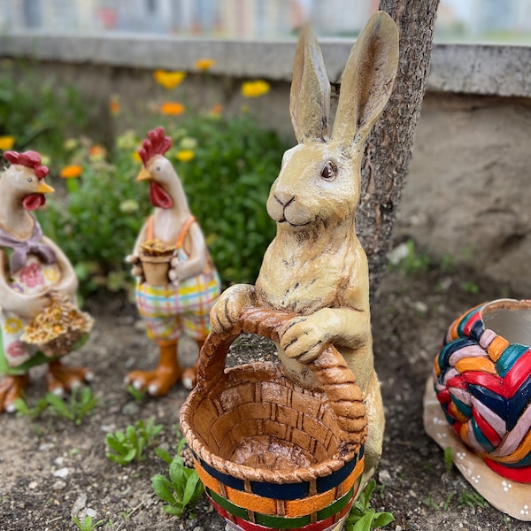 Rabbit Garden Statue - Etsy