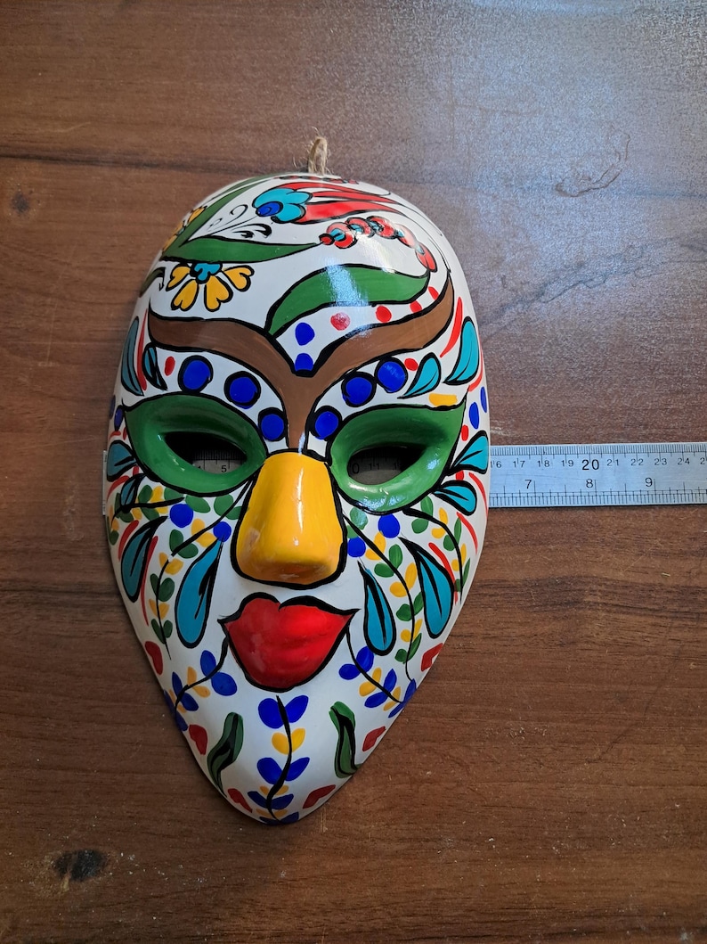 Hand-painted Colorful Mexican Folk Art Mask, Vibrant Decorative Wall ...