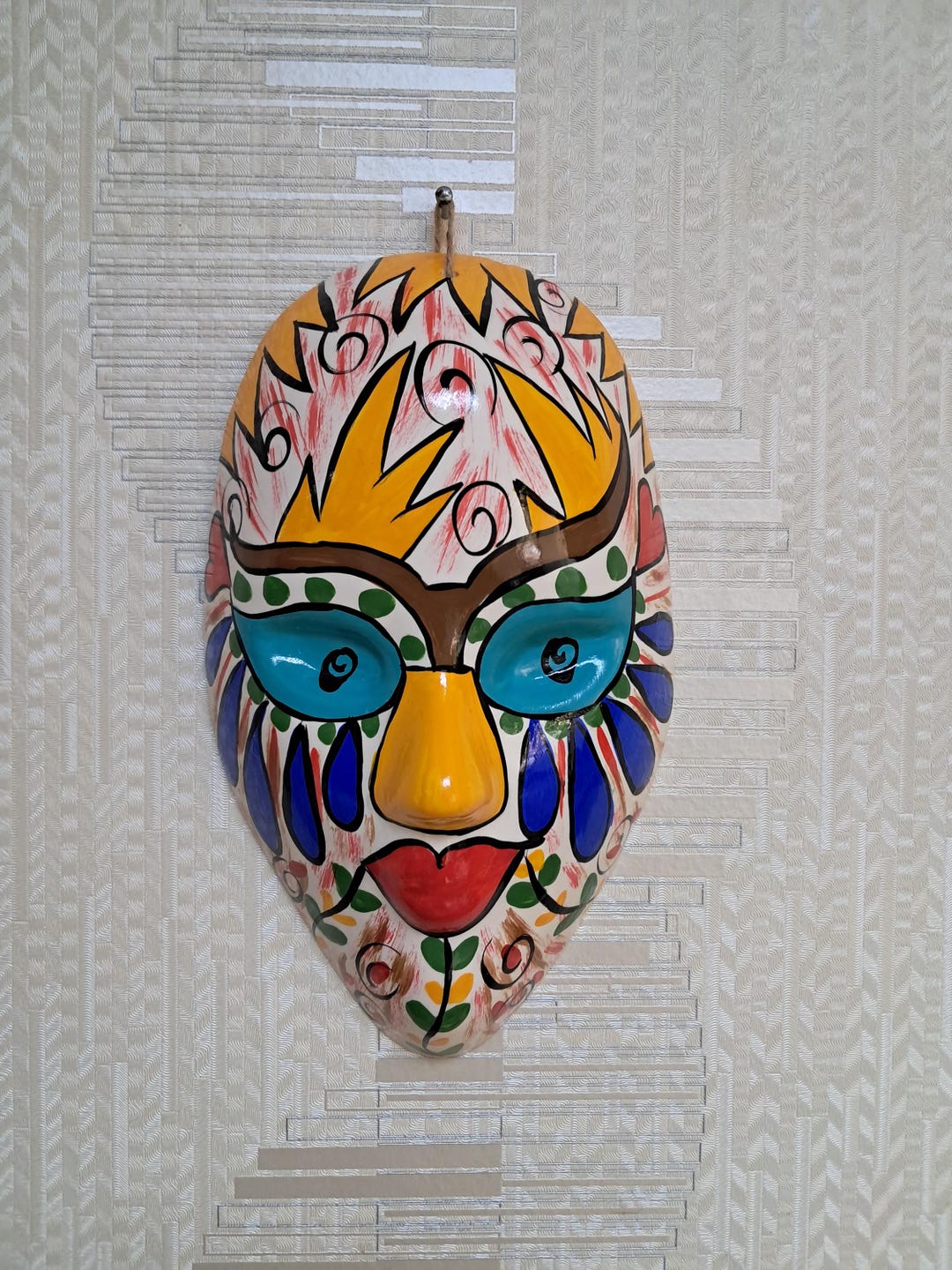 Handcrafted Colorful Ceramic Mask Wall Decor – Mexican Folk Art Face ...