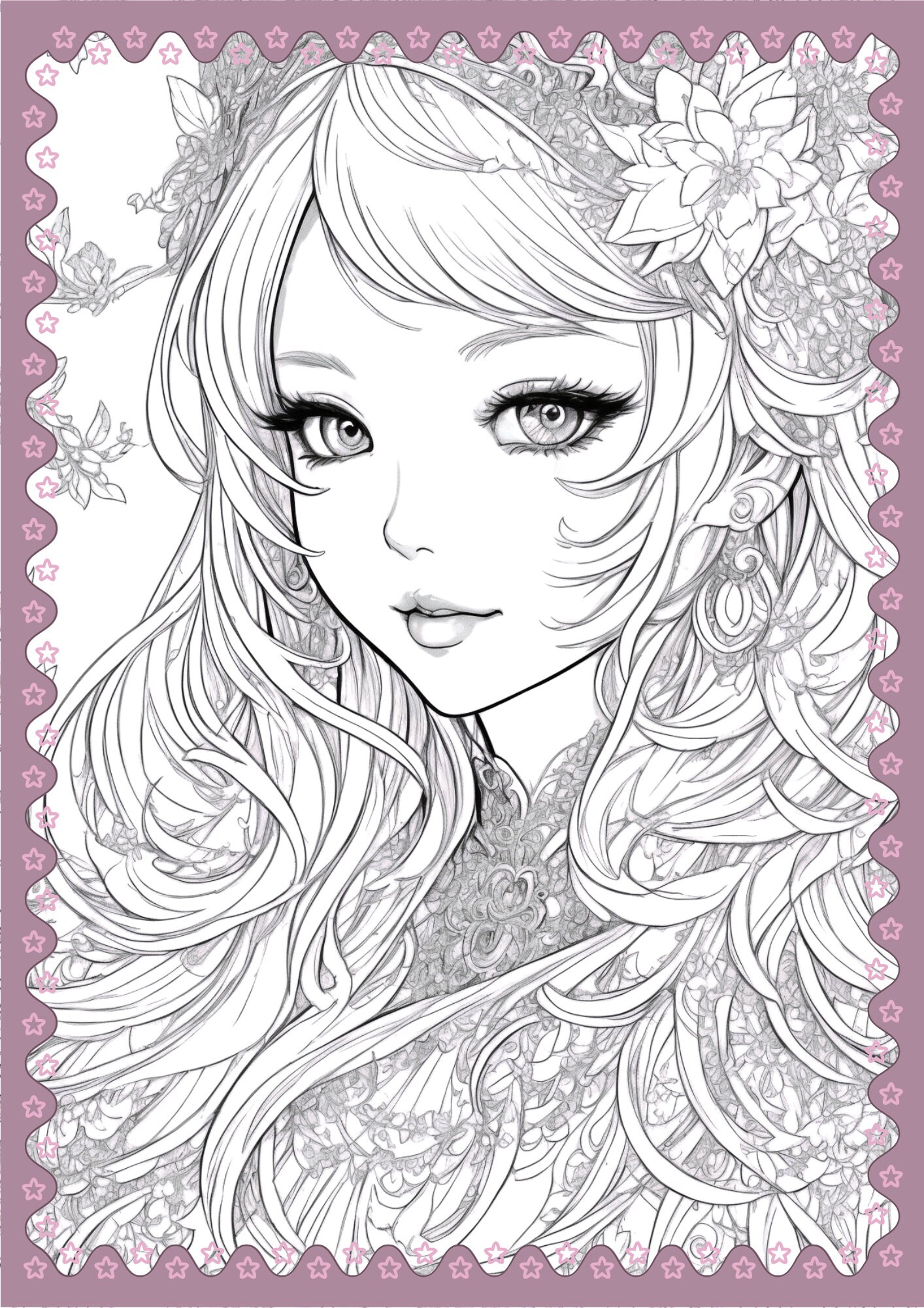 Coloring Page, a Cute Girl Coloring Pages, - Etsy