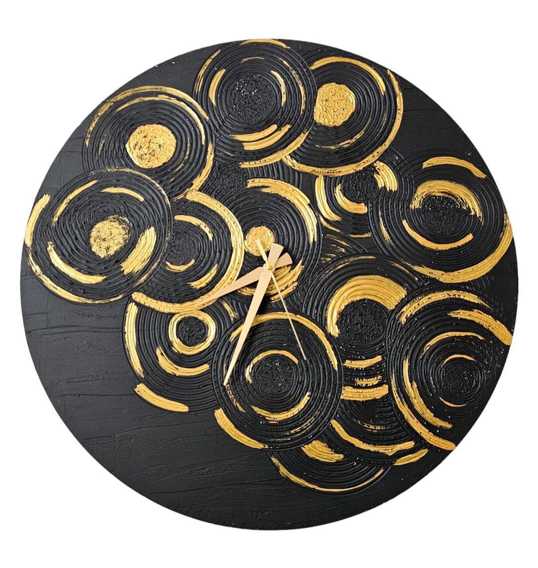 Large Gold Wall Clock, Handmade, Large, 60cm Modern Wall Clock - Unique ...