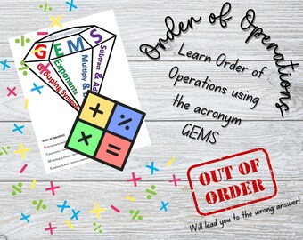 Order of Operations Math Classroom Decor Poster GEMDAS - Etsy
