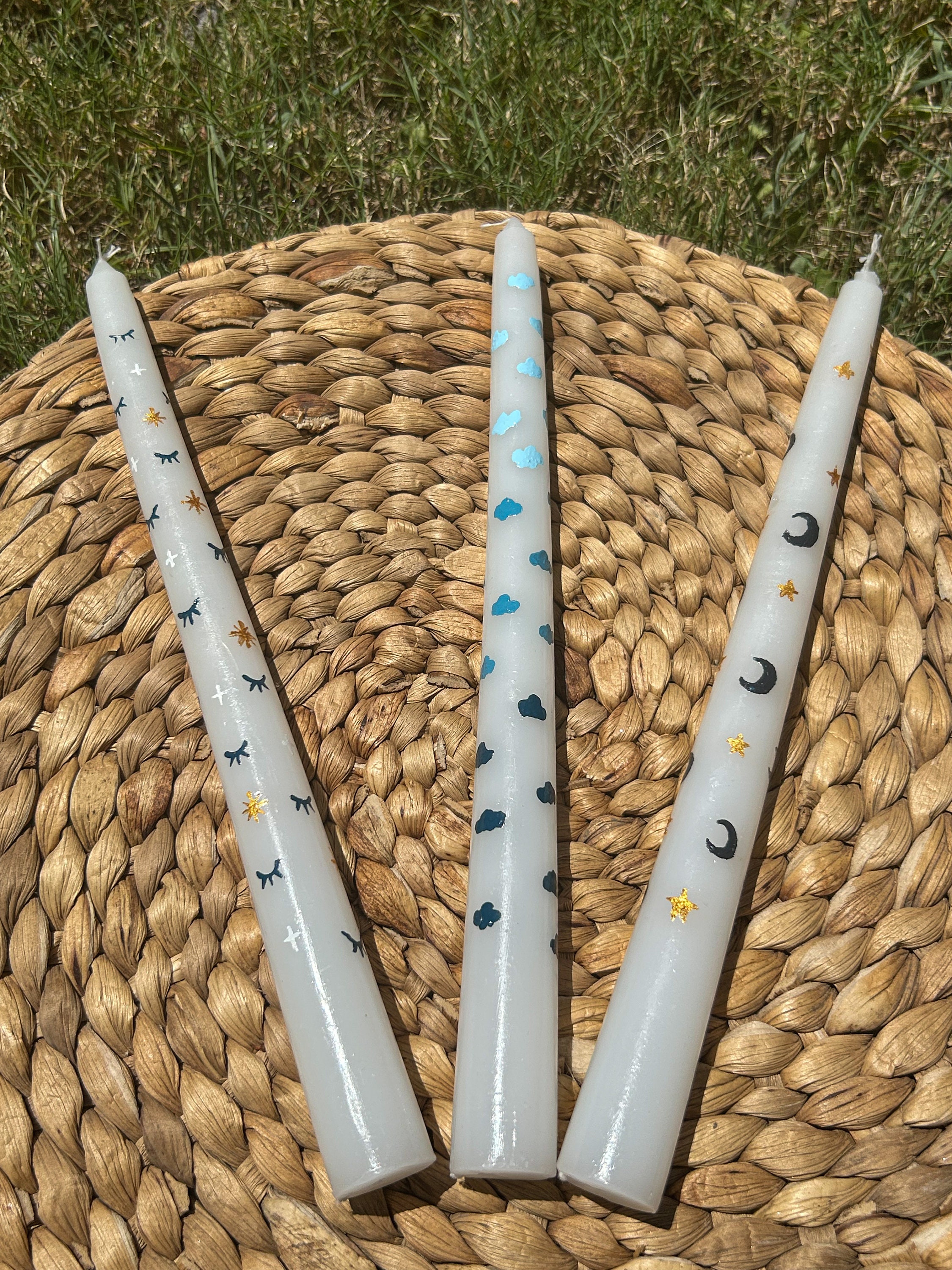 Hand Painted-sky Candles-hand Painted Taper Candle-tapered Candle ...