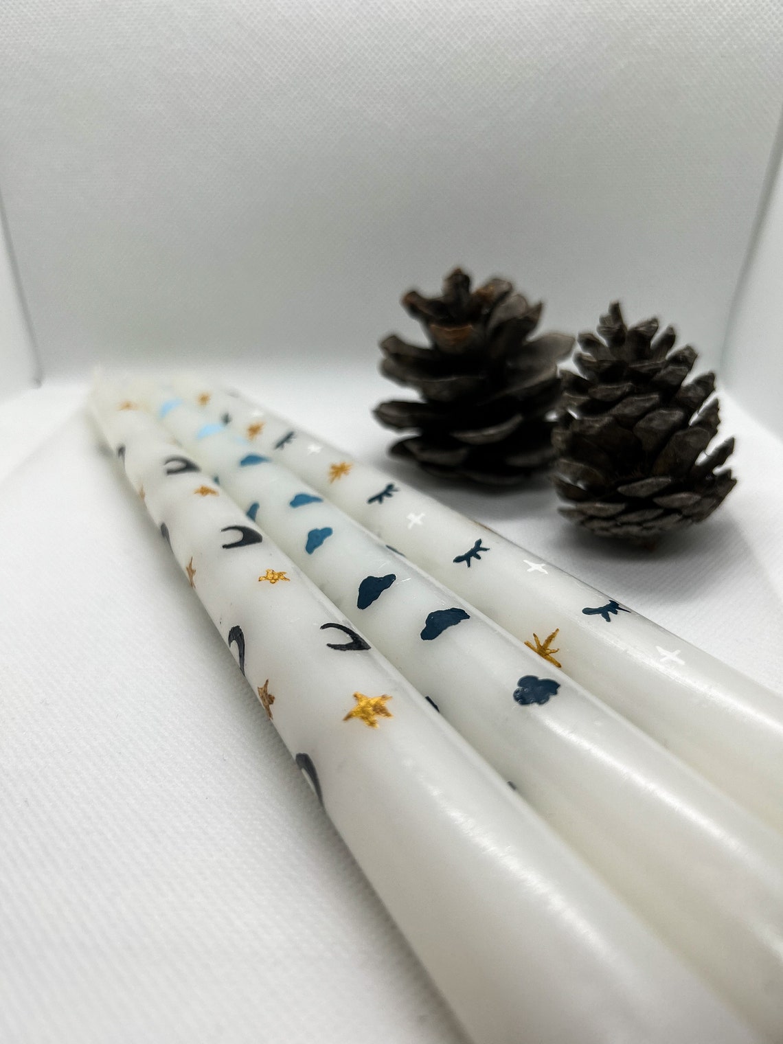 Hand Painted-sky Candles-hand Painted Taper Candle-tapered Candle ...