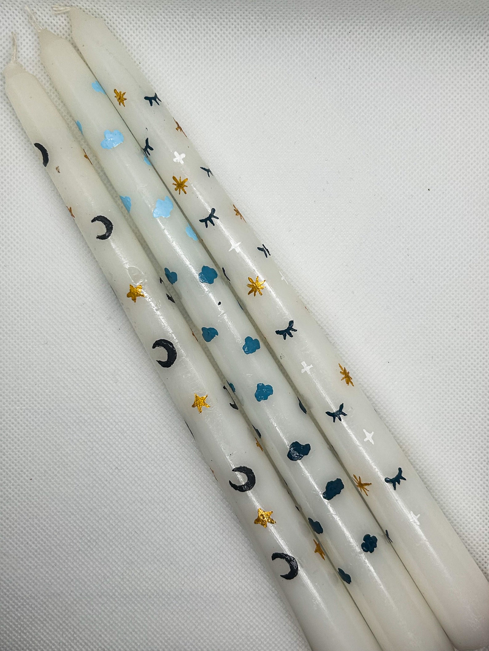 Hand Painted-sky Candles-hand Painted Taper Candle-tapered Candle ...