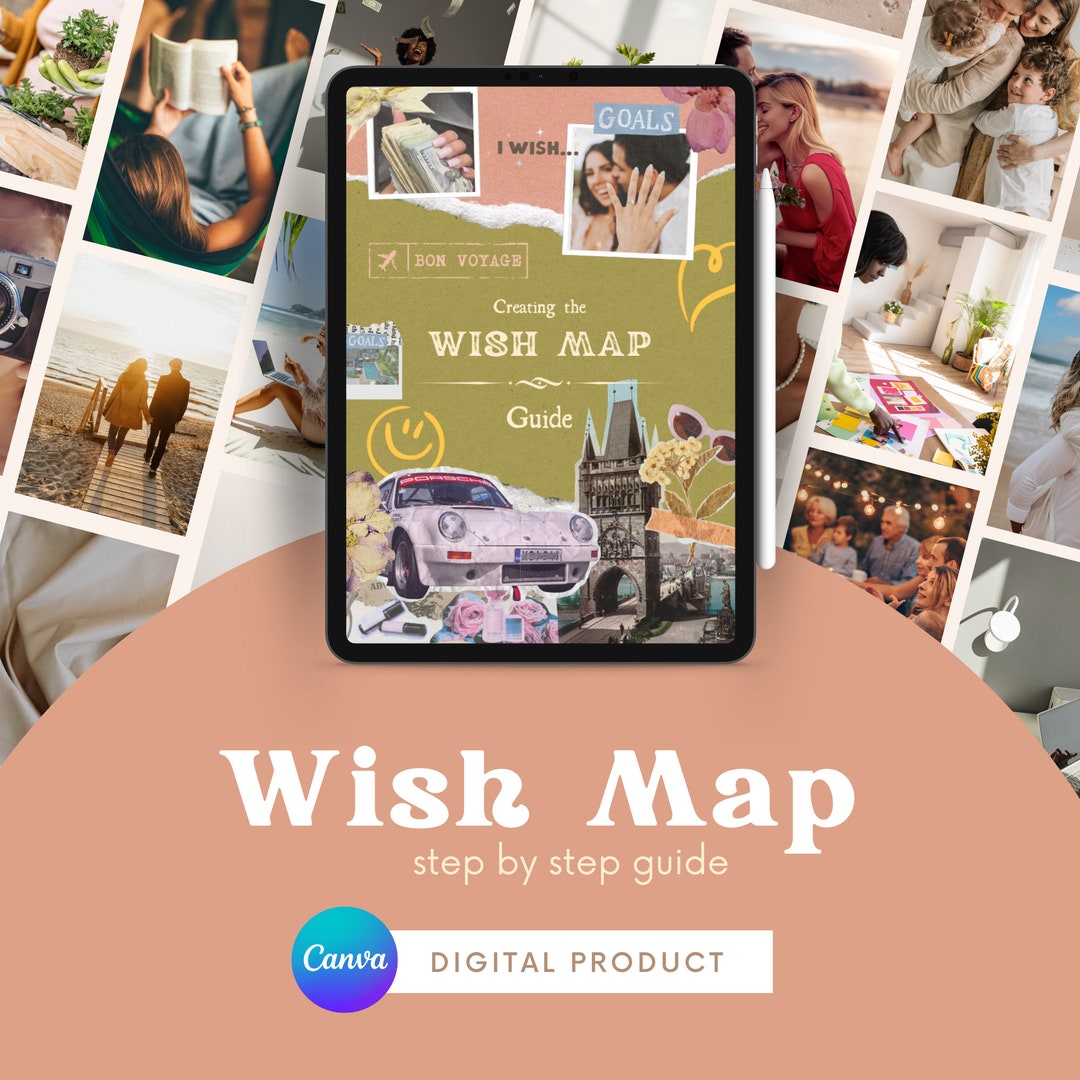 Editable Wish Map Canva Template: Vision Board Guide (A4 PDF Download ...