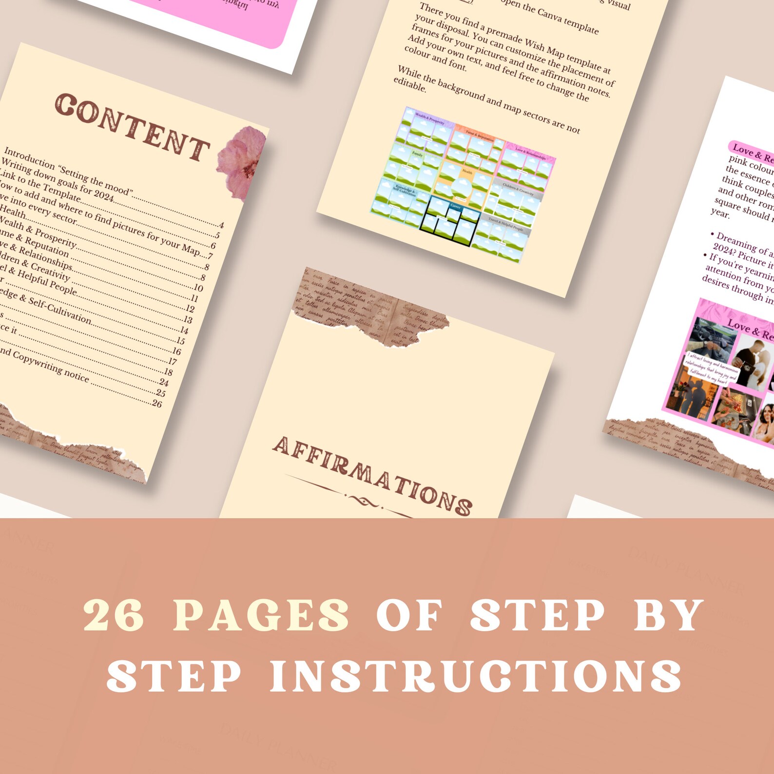 Editable Wish Map Canva Template: Vision Board Guide (A4 PDF Download ...