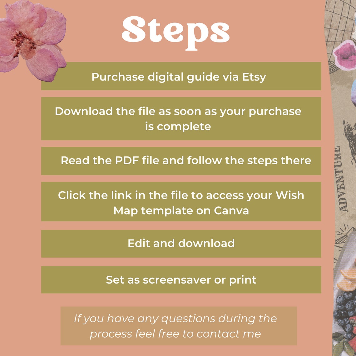 Editable Wish Map Canva Template: Vision Board Guide (A4 PDF Download ...
