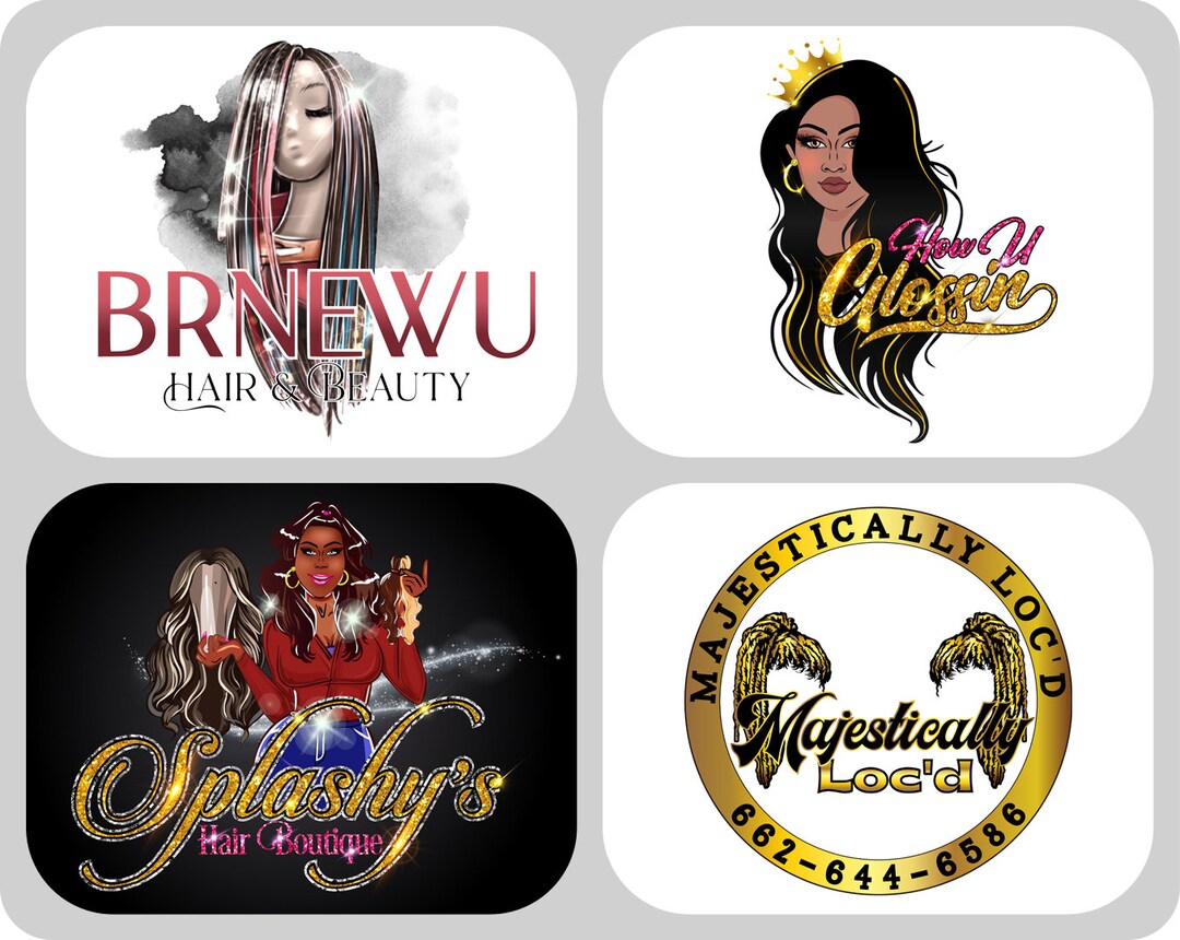 Custom Hair Logo - Gold Hair Logo | Personalized Makeup & Hair Logo ...