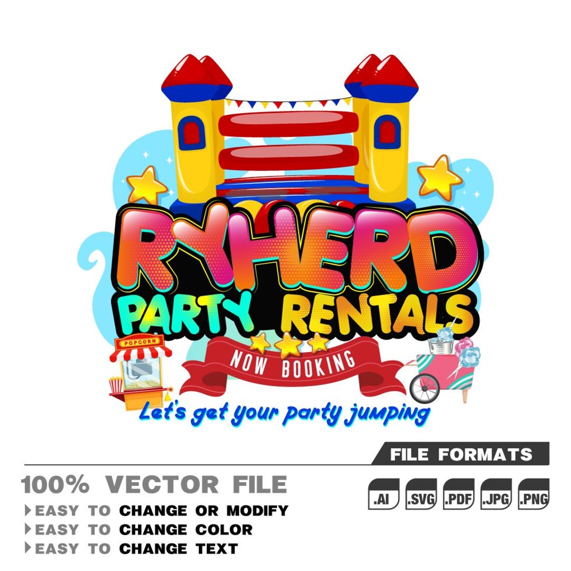 Custom Bounce House Rental Logo: Foam Party Design - Etsy