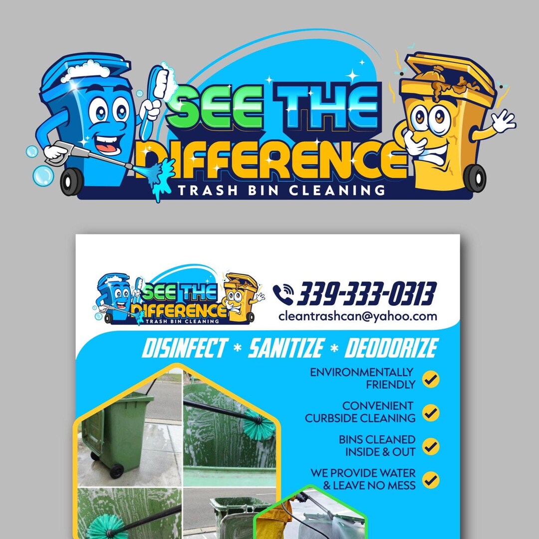 Trash Bin Cleaning Logo Design Template: Pressure Washing Business ...