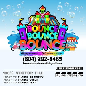 Custom Bounce House Logo Design: Inflatable Rental Business - Etsy