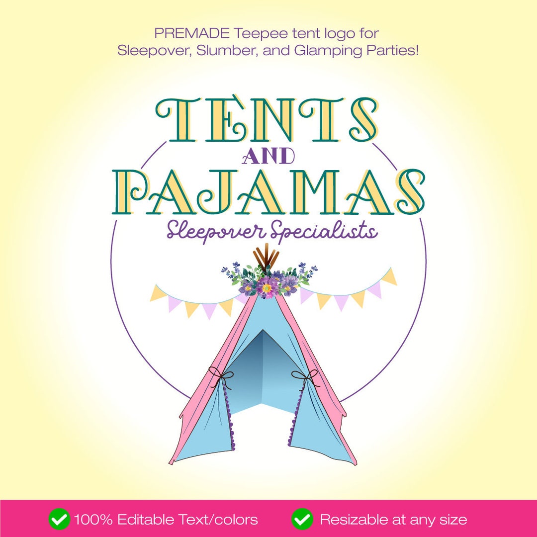 Logos for Slumber Parties, Glamping Teepees, Sleepover Birthdays, and ...