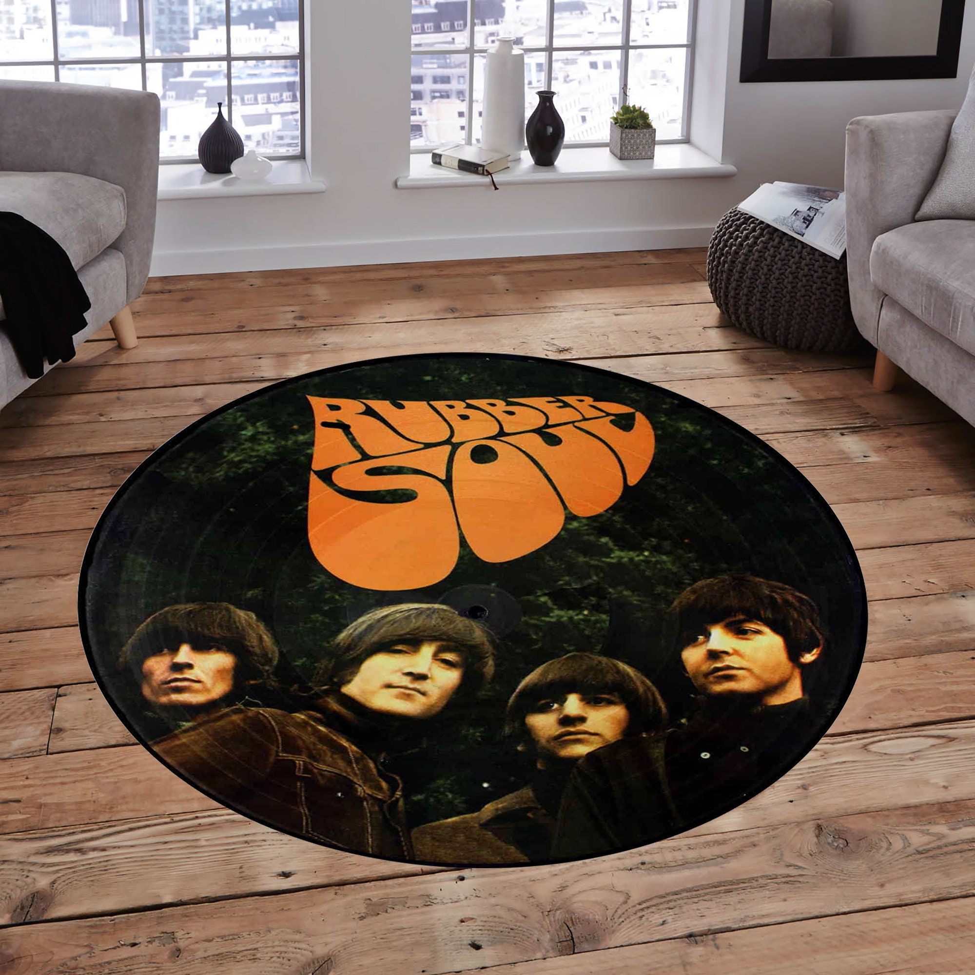 Beatles Rug, the Beatles, Round Rug, Rubber Soul, Soul Rubber, Colorful ...