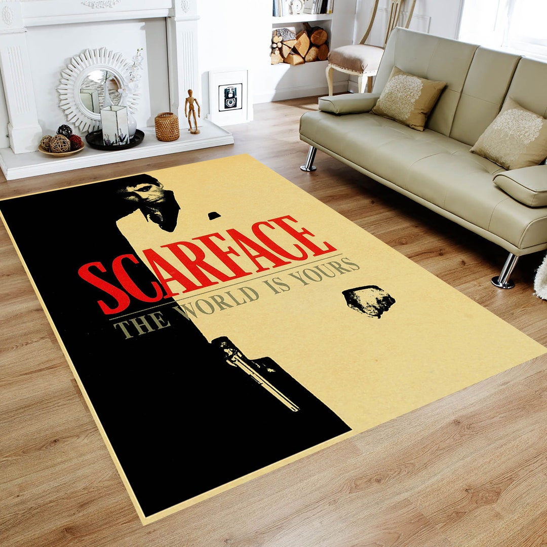 The World is Yours, Scarface Retro Rug, Scarface Movie Rug, Gangster ...