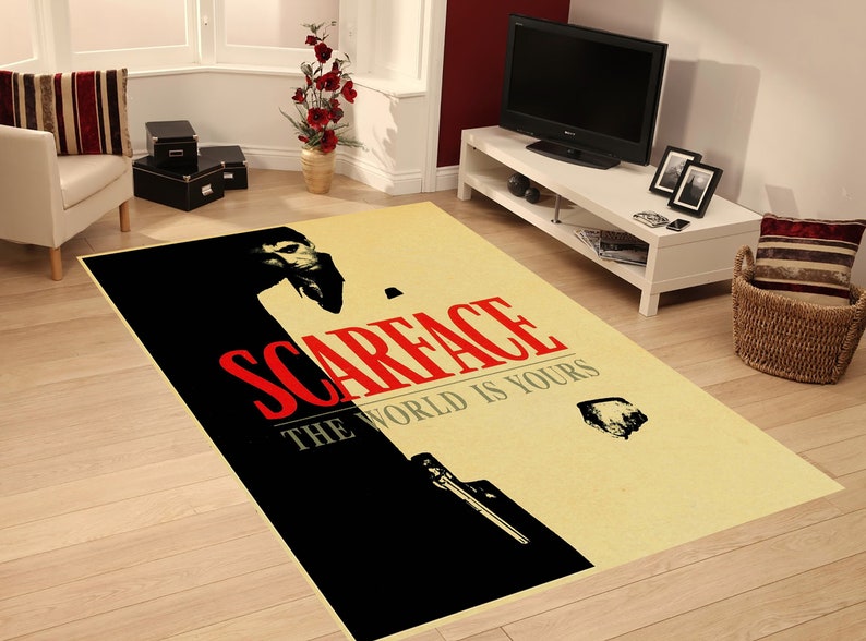 The World is Yours, Scarface Retro Rug, Scarface Movie Rug, Gangster ...