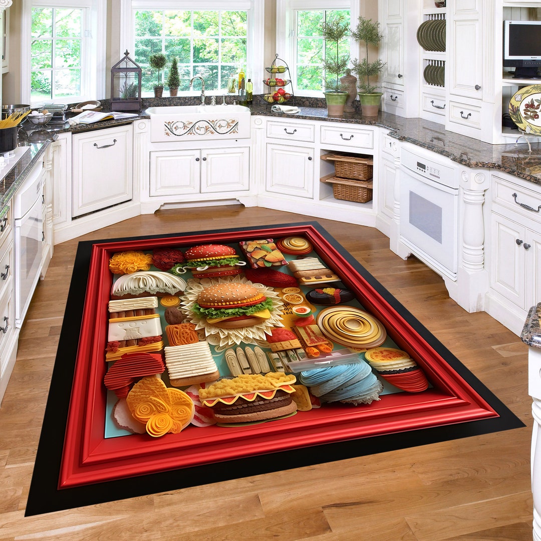 Cheeseburger Rug, Hamburger Rug, Burger Rug, Kings Burger Rug, Colorful ...