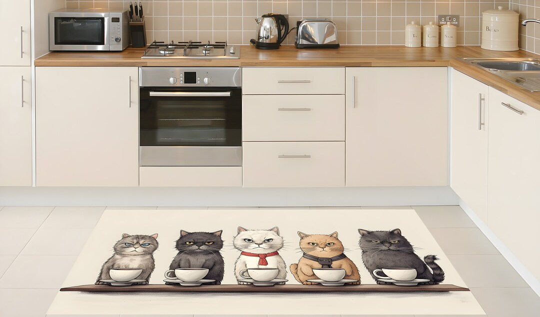 Cats Rug, Animal Rug, Kitten Rug, Cute Cats, Cats Drinking Coffee, Rug ...