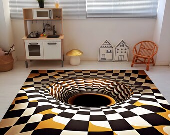 3D Vortex, Psychedelic Optical Illusion Rug, Vortex Rug, Decorative Rug ...
