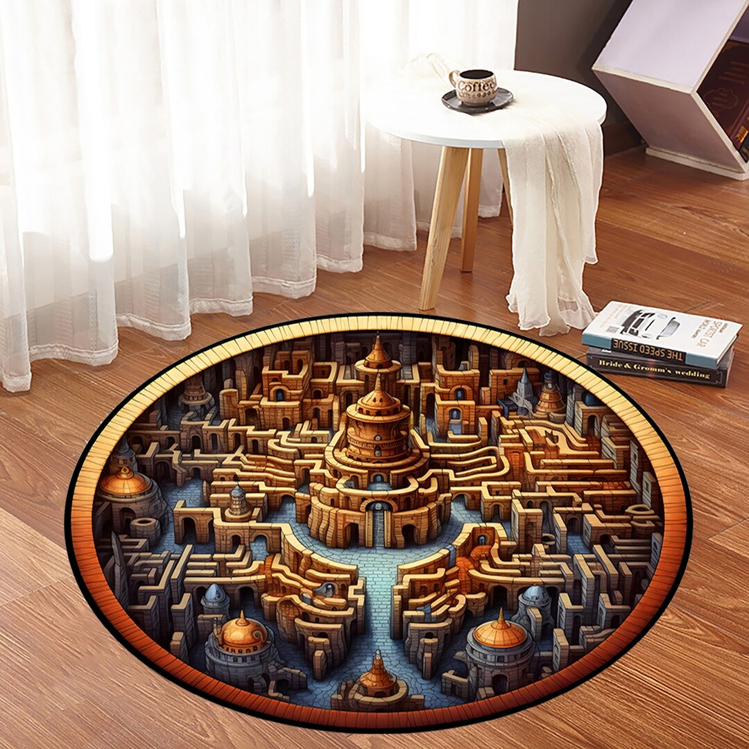 Round Rug, Medieval Rug, Labyrinth Rug, the Labyrinth, Colorful Rug ...