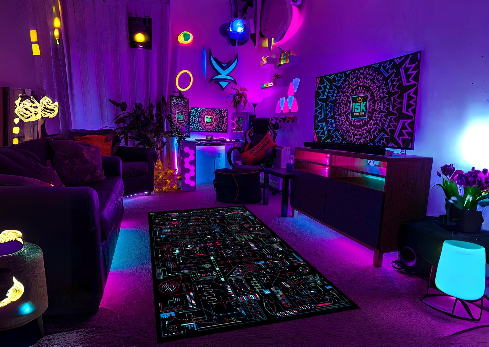 PCB Themed Rug, Electronic Circuit Themed Rug, Digital Mechanic Themed ...