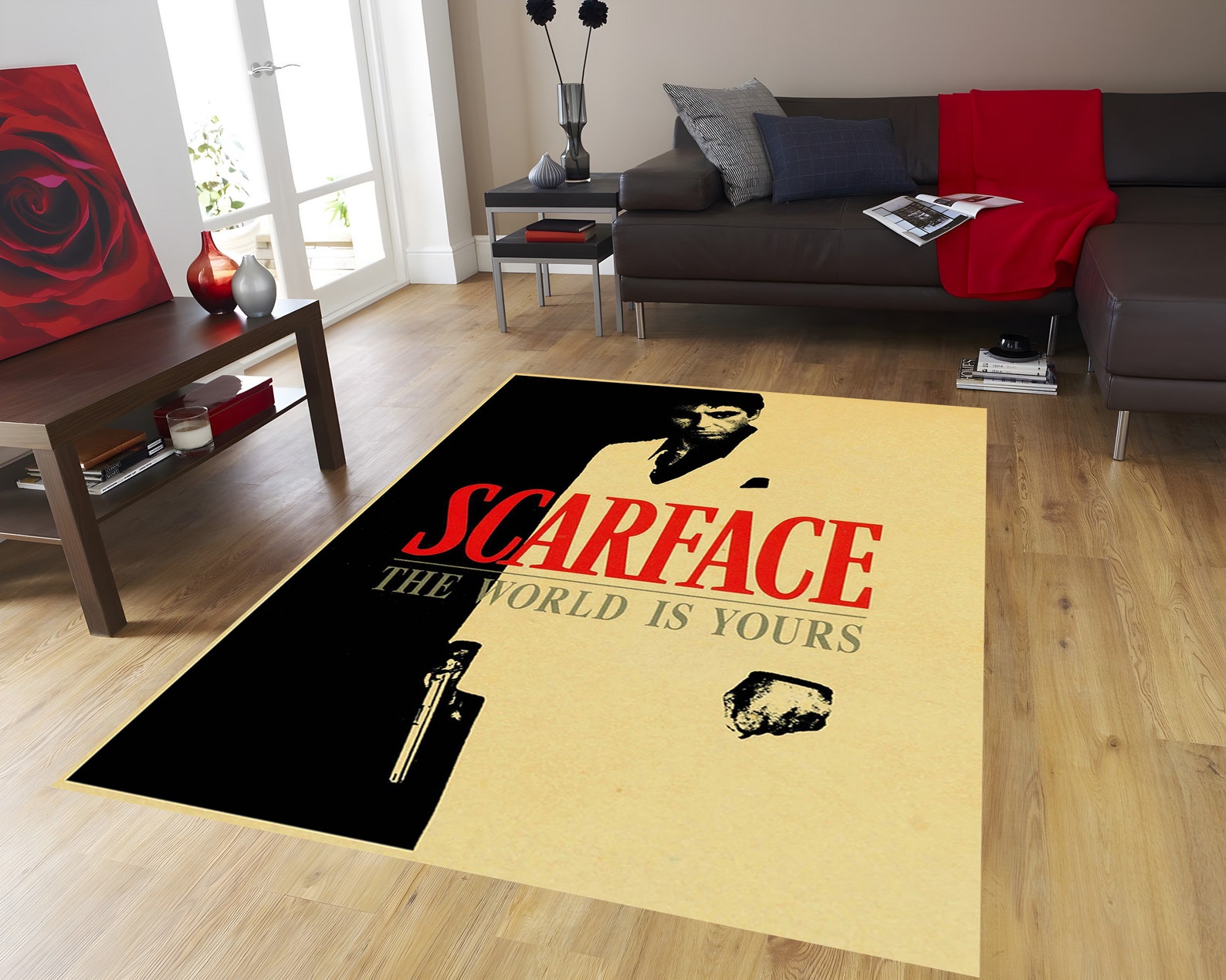The World is Yours, Scarface Retro Rug, Scarface Movie Rug, Gangster ...