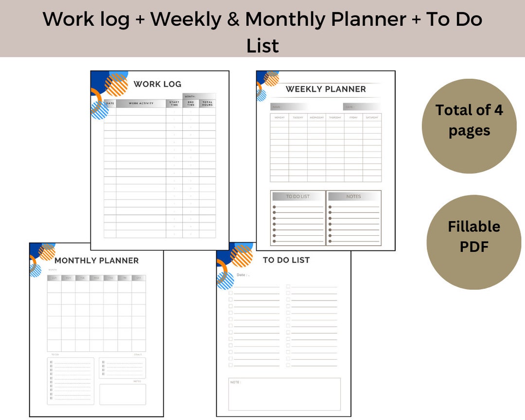 Simple Work Log, Work Planner, A4 Printable PFD - Etsy