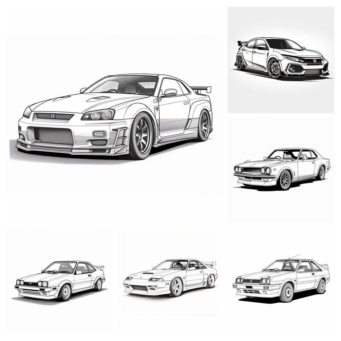 16 JDM Cars Coloring Pages - Etsy