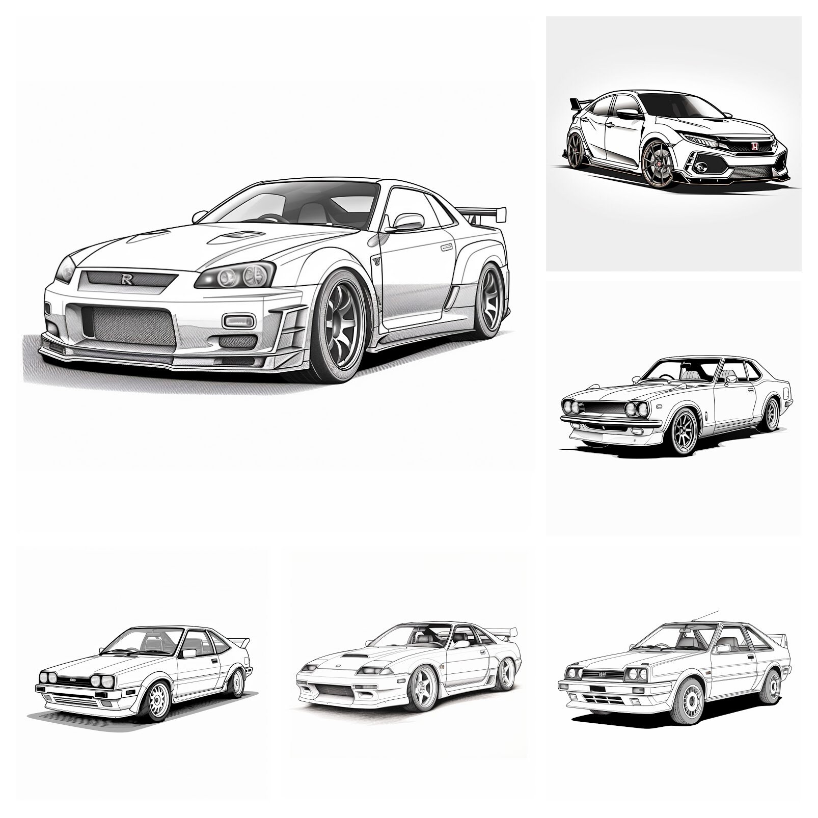16 JDM Cars Coloring Pages - Etsy