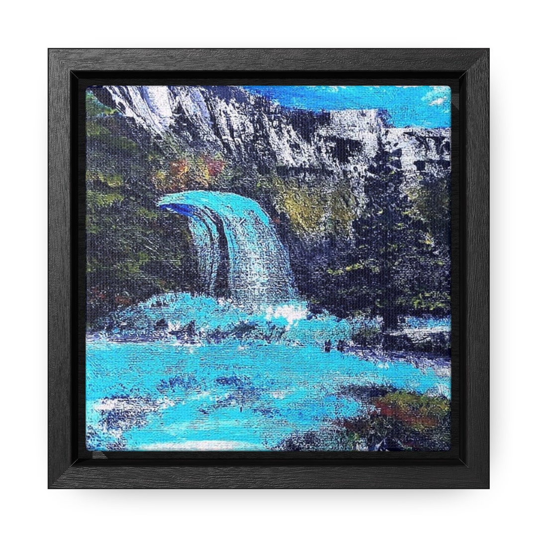 Waterfall Acrylic Painting Gallery Canvas Wraps Square Frame - Etsy