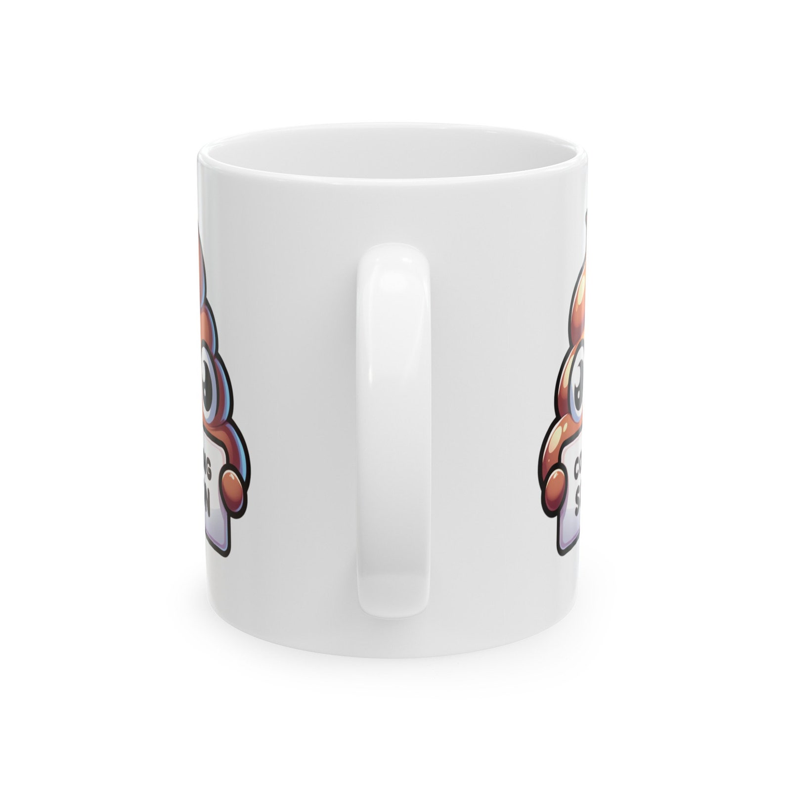 COMING SOON Poop Emoji Coffee Mug Funny Gag Gift 11oz White Ceramic ...