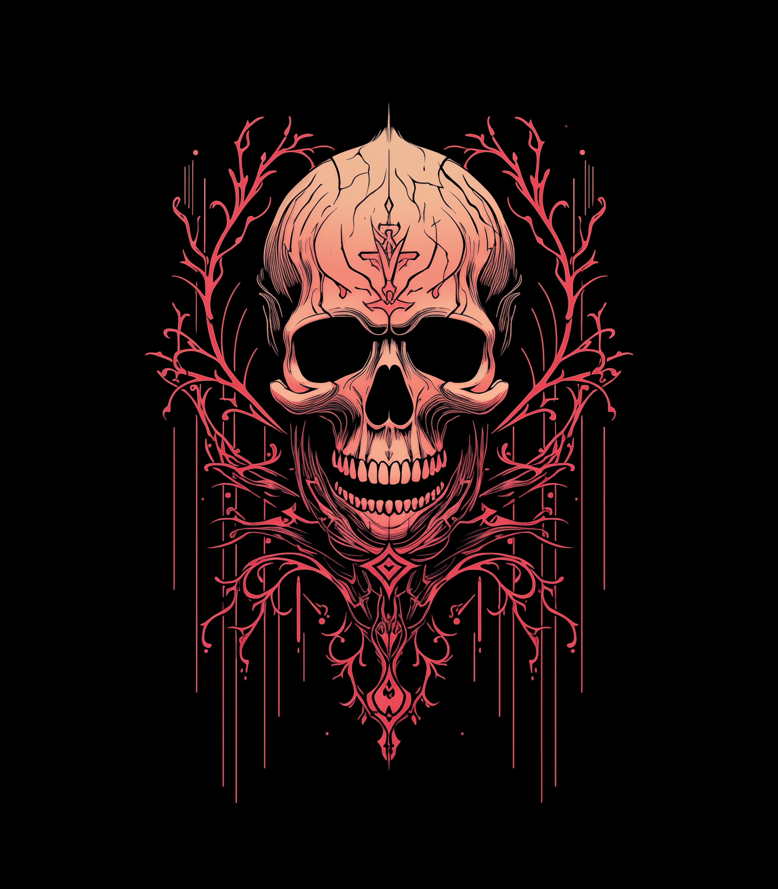 Gothic Clothes With Human Skull Design: Witchy and Emo Vibe Gothic Art ...