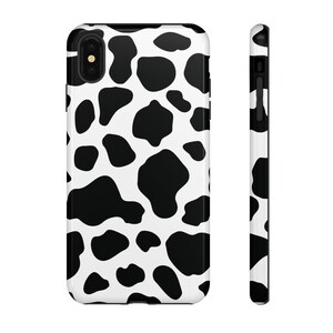 Spotted Cow Print Cute Phone Case - Black and White - iPhone and ...