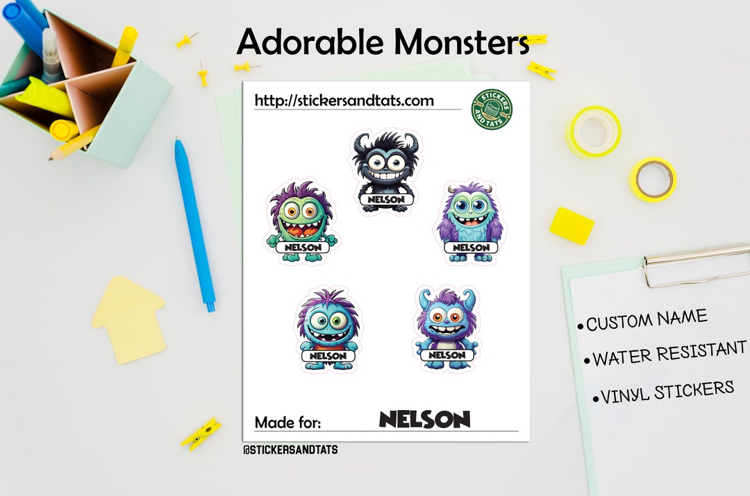 Cuddly Creatures: Adorable Monsters Sticker Set Set 3552 - Etsy