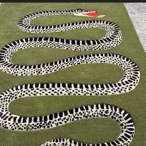 Hand Tufted Snake With Apple Woolen Rug, Green Color Handmade Carpet ...