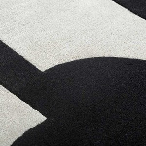 Black N White Area Rug, Abstract Design, Woolen Thick Carpet, Tibetan ...