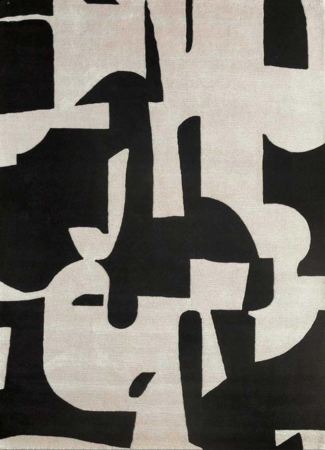 Black N White Area Rug, Abstract Design, Woolen Thick Carpet, Tibetan ...