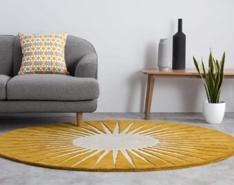 Hand Tufted Circle Shaped Woolen Carpet, Handmade Carpet, Wool Area Rug ...
