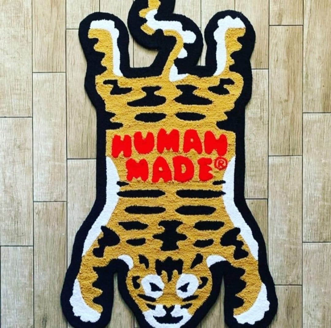 Human Made Tiger Print Design Hand Tufted Woolen Rug, New Zealand Wool ...