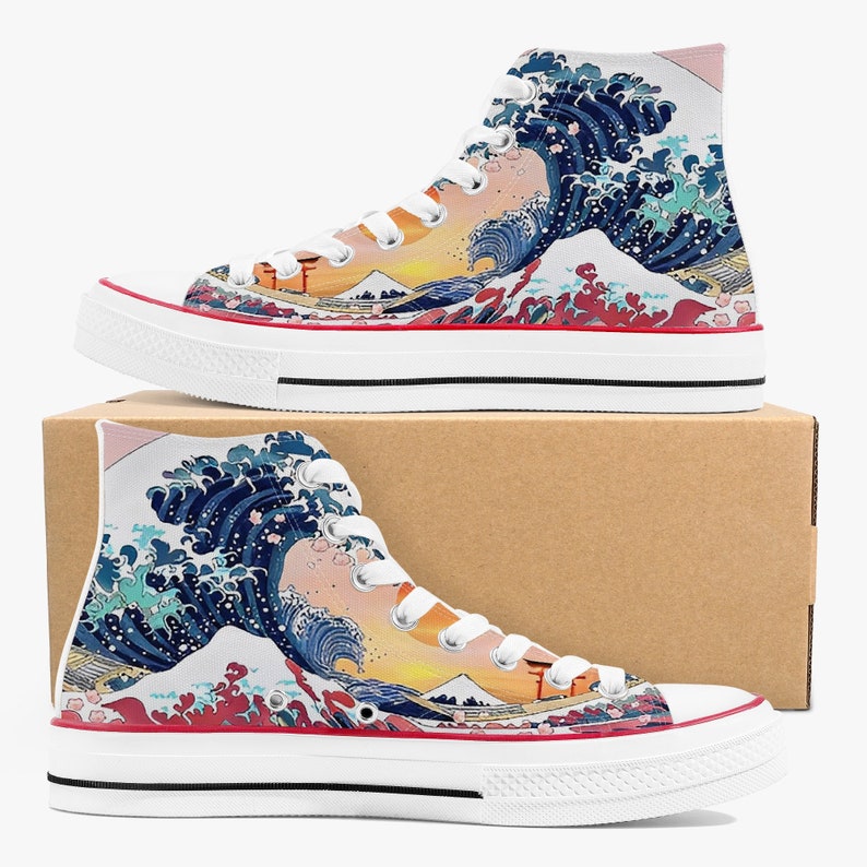 Ocean Wave Inspired Sneakers, Beach Converse, Coastal Style Trainers ...