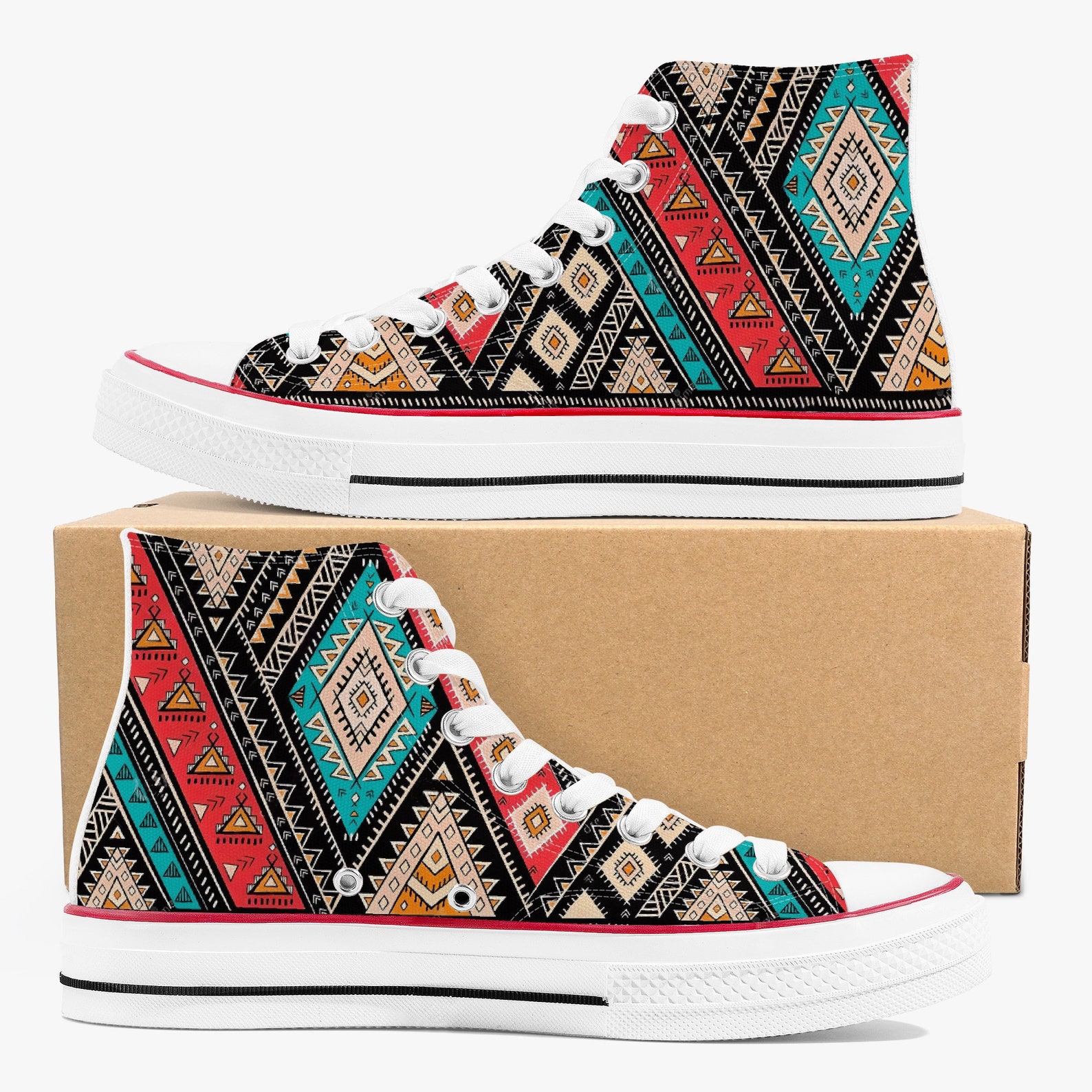 Aztec Design Sneakers, Mayan Design Converse, Boho Chic Shoes, Woman ...