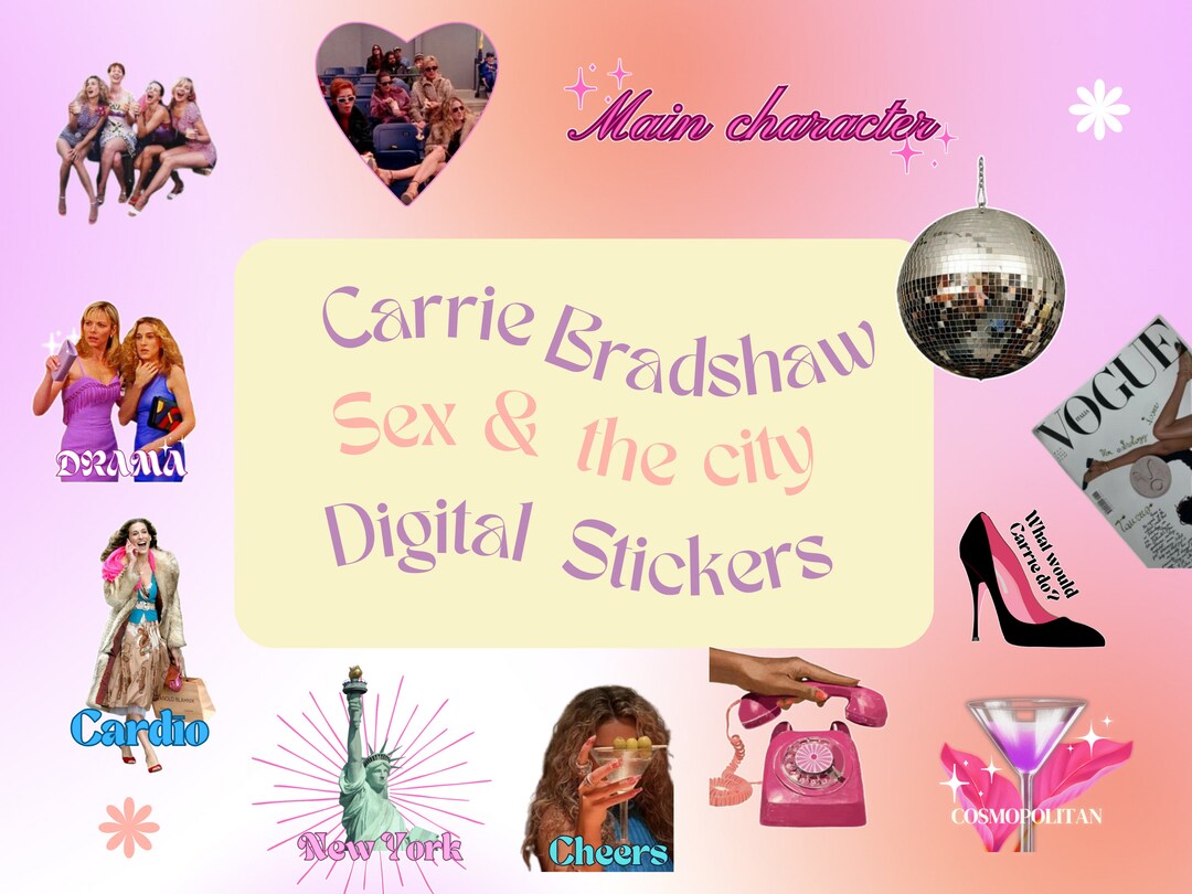 Carrie Bradshaw/ Sex & the City Themed Digital Stickers | Pre-cropped ...