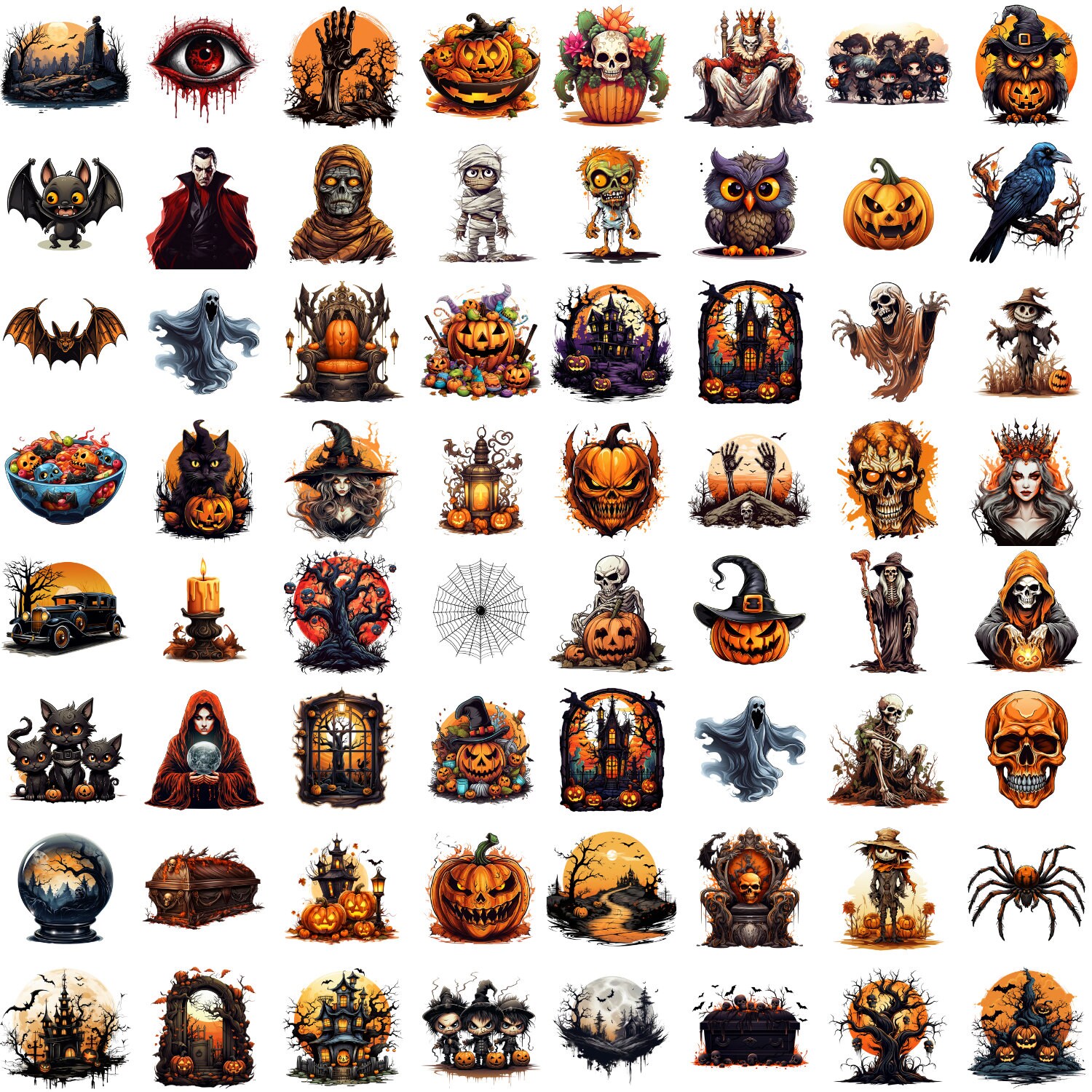 Clipart Halloween SVG & PNG | 450+ Images | Digital Halloween Art ...