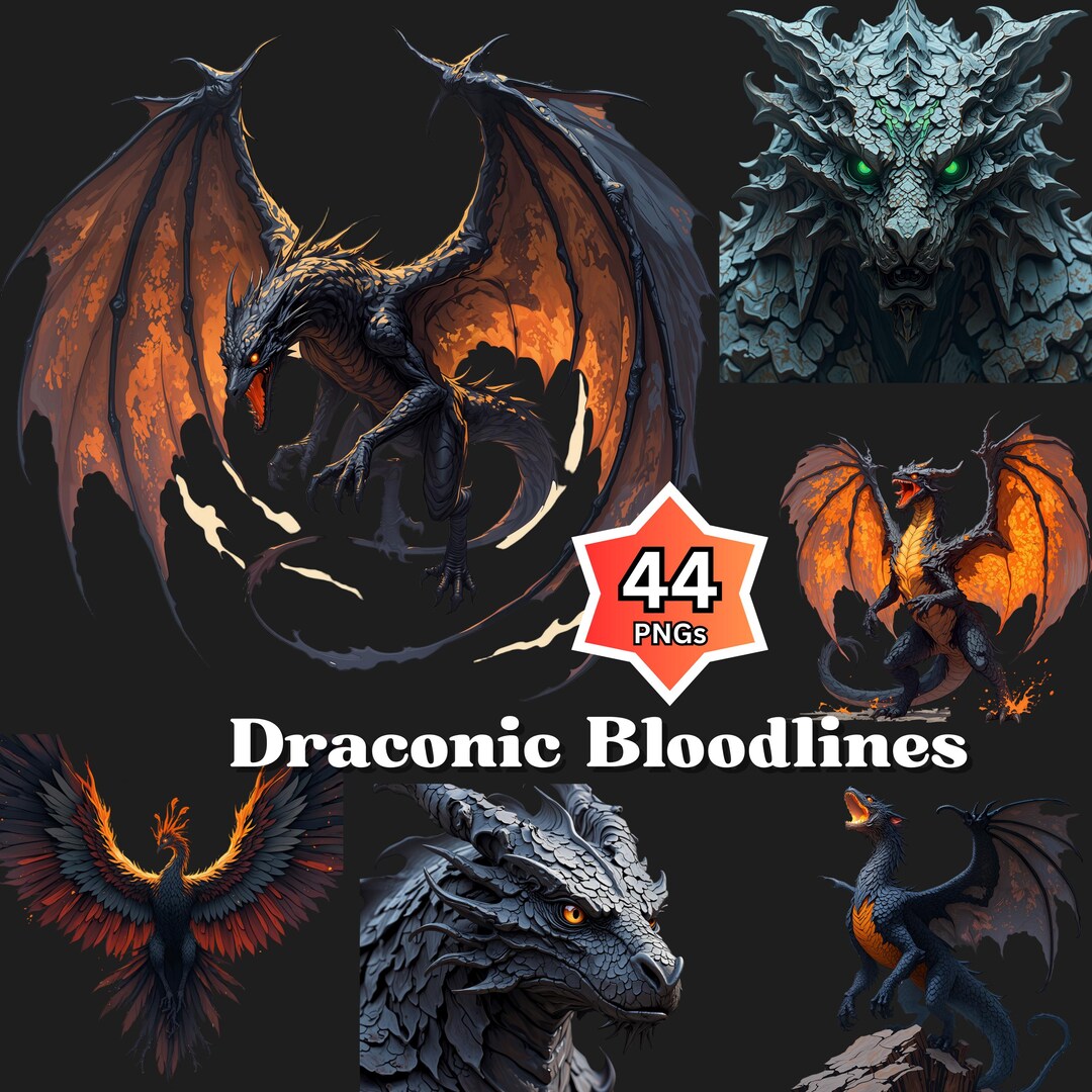 44 Dragon, Wyvern & Hydra Clipart Bundle • Draconic Bloodlines PNG ...
