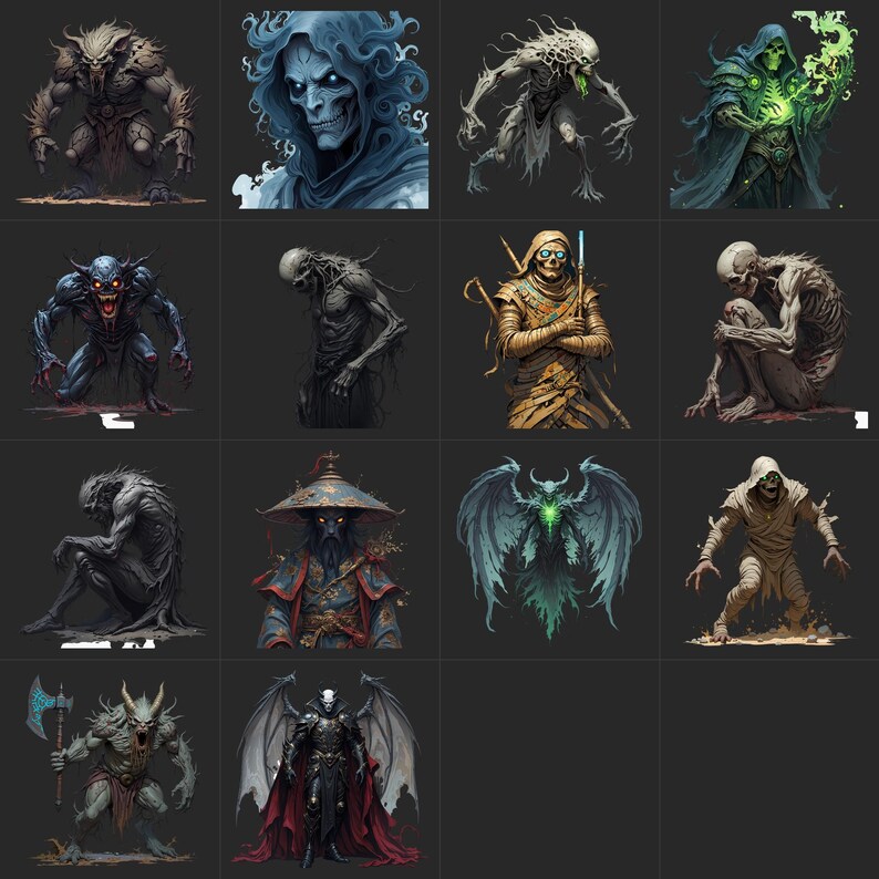 62 Zombie, Vampire & Lich Clipart Bundle • Undead Legion PNG • Gothic ...
