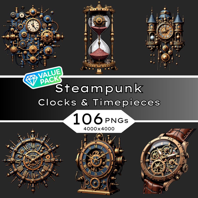615 MEGA Steampunk Clipart PNG Bundle • Soldiers Robots Weapons Masks ...