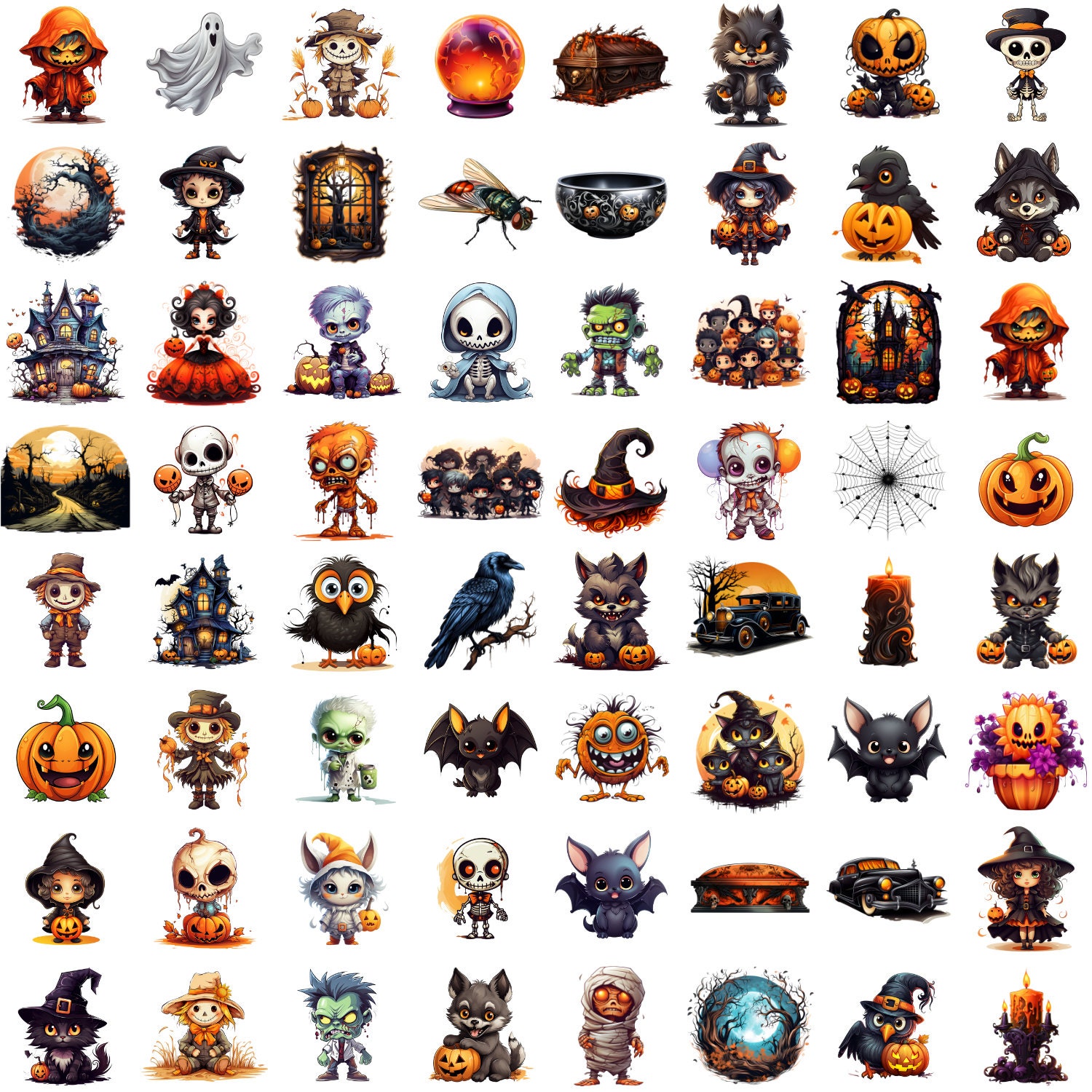 Cute Halloween Clipart PNG | 280 Images | Digital Halloween Art ...