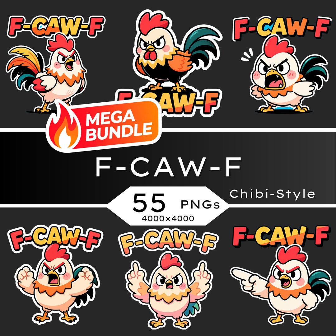 Chicken Chibi Clipart Bundle, Funny Rooster Cartoon (pngs) - Etsy