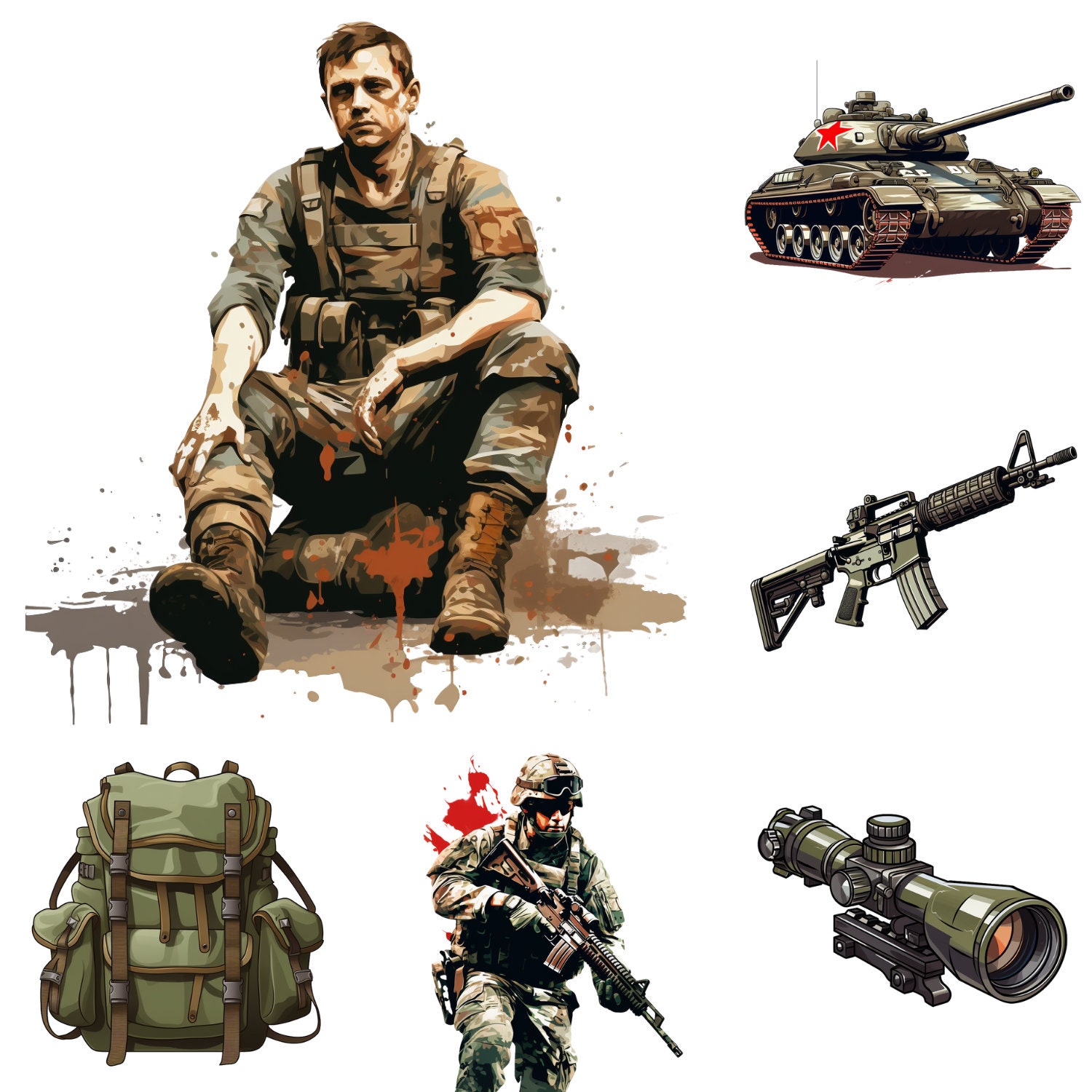Military Clipart Bundle: 450+ SVG & PNG Images (commercial Use) - Etsy