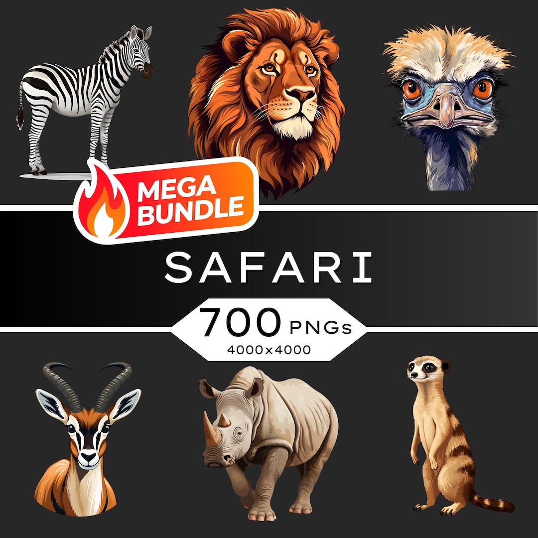 Safari Animal Clipart Bundle: 700+ PNG & SVG Images (commercial Use) - Etsy